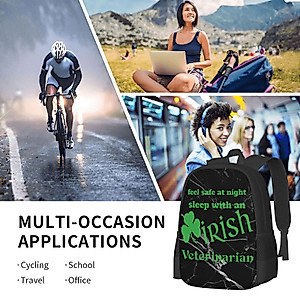 RUNAUP-Veterinarian-St-Patricks-Day-Backpack, Lightweight Backpack Classical Casual Daypack For Women Men