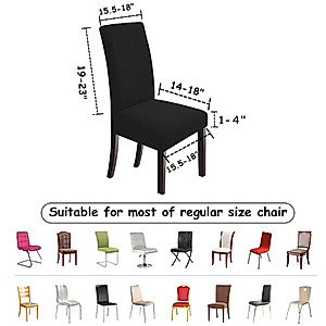 NORTHERN BROTHERS Chair Covers for Dining Room Set of 4, Parson Chair Slipcovers, Stretch Dining Seat Covers, Kitchen Chair Covers, Covers for Chairs, Black