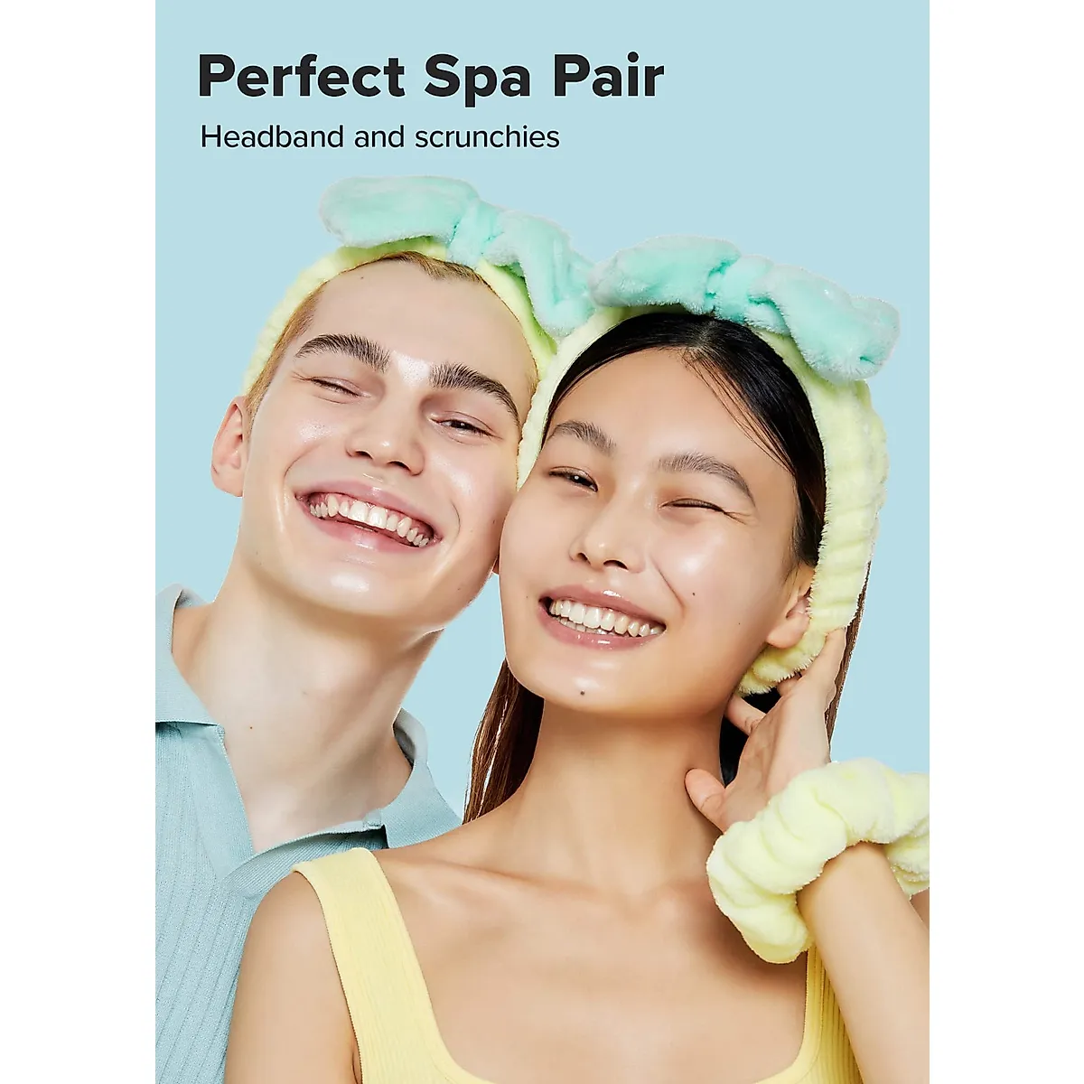 I DEW CARE Face Wash Headband & Scrunchie Set - Perfect Spa Pair | Adorable Design, Washing & Cleansing, Makeup and Spa, Quick Dry, Soft & Fuzzy, Non Slip, Teen Girls Stuff, Reusable