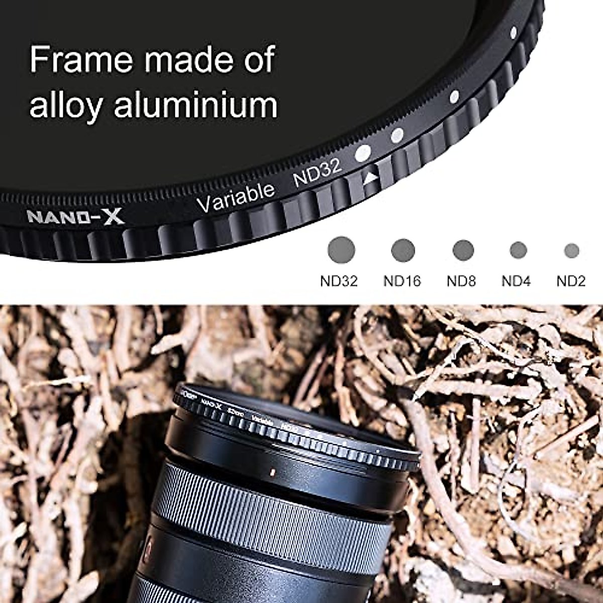 K&F Concept 77mm Variable ND Filter ND2-ND32 Camera Lens Filter (1-5 Stops) No X Cross HD Neutral Density Filter with 28 Multi-Layer Coatings Waterproof (Nano-X Series)