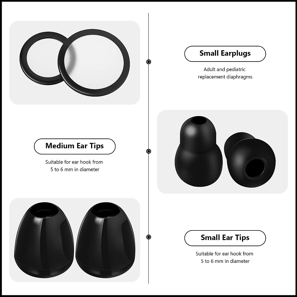 BBTO 24 Packs Stethoscope Spare Parts Kit, Black Stethoscope Replacement Parts Stethoscope Accessories Stethoscope Ear Tips Accessories for Stethoscope (Adult) (Adult and Pediatric)