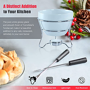 Chocolate Fondue Pot Butter warmer Bowl Set with 4 Dipping Forks & Tea Light Holder – For the Perfect Melted,Chocolate & Cheese Serving fondue set valentines day gifts (1)