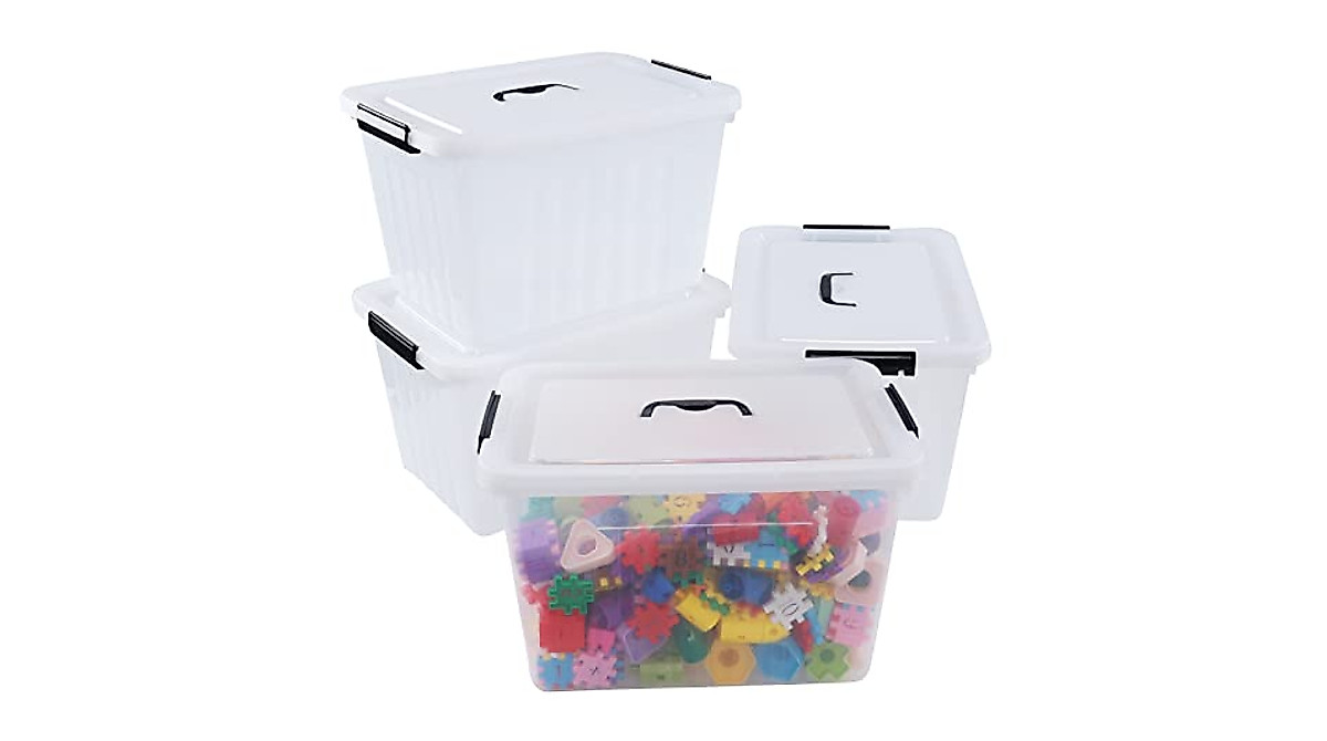 Xyskin 4-Pack Large Storage Bins - Durable & Clear