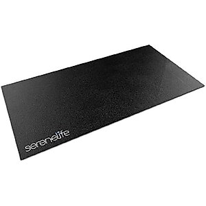 SereneLifeHome Premium Portable Fitness Exercise Mat - 36" x 72" Non-Slip Gym Training Equipment - Yoga, Workout, Jump Rope - For Bigger Treadmill, Elliptical, Bike, Bench, Power Rack, black