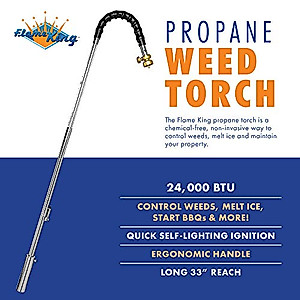Flame King YSNPQ810CGA Propane Torch Weed Burner with Integrated Lighter, Silver