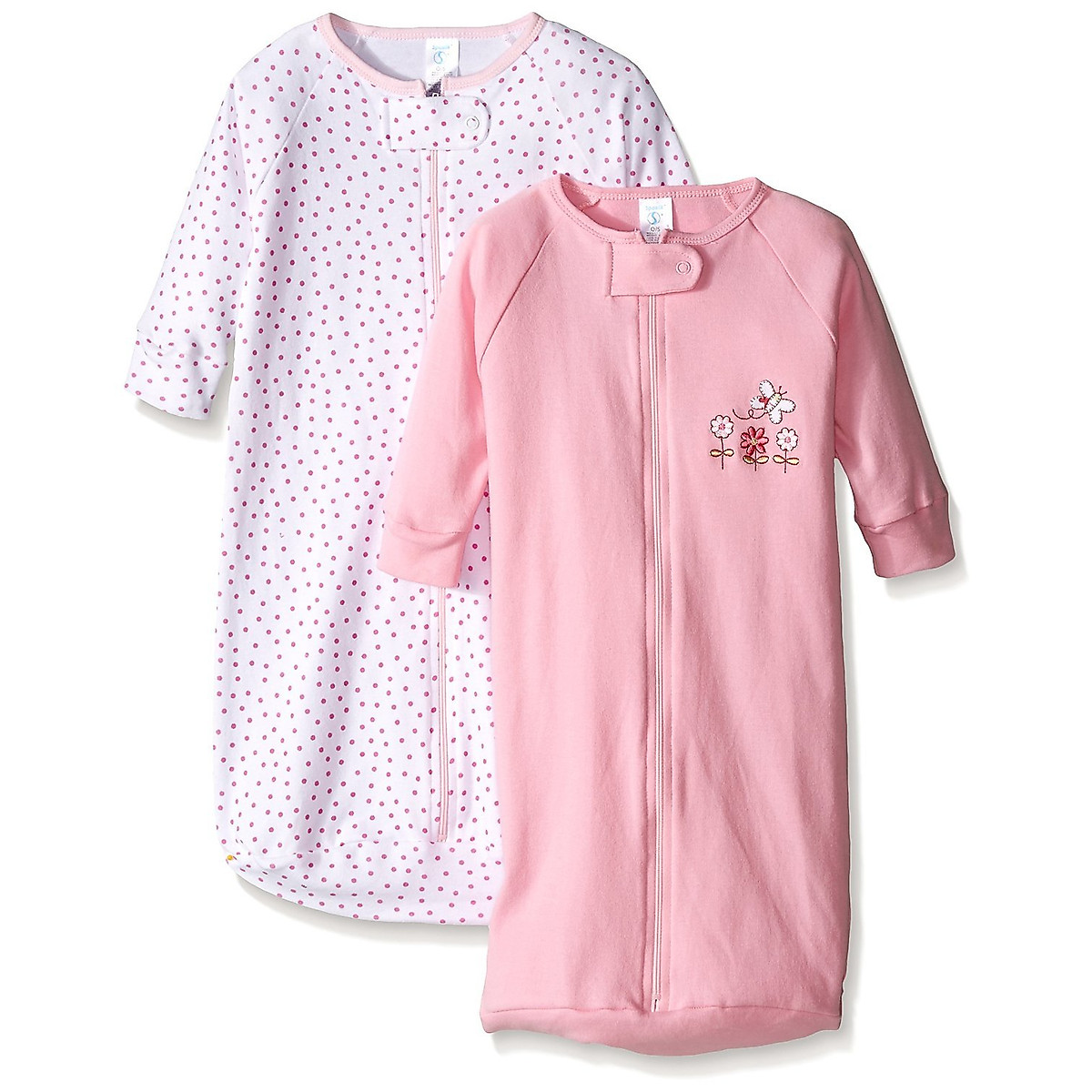 Spasilk Baby Girls 2 Pack 100% Cotton Bag, Pink Sleep Sack, Pink, 3 Months US