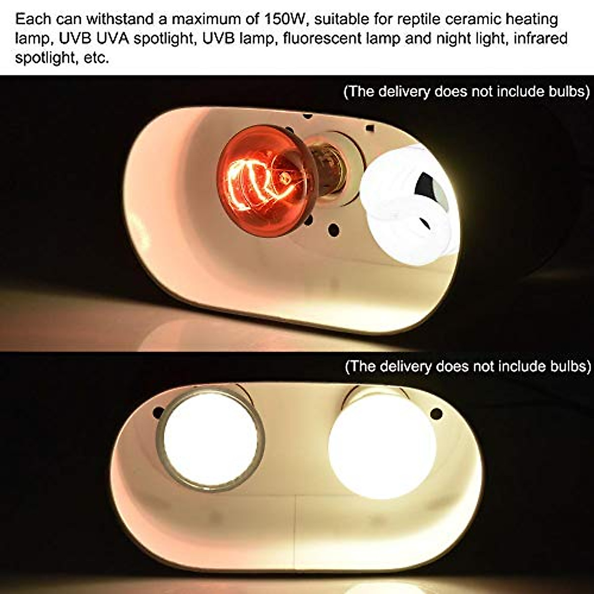 Abustle pig Dual Reptile Light Fixture,Dual Deep Heat Lamps UVB Light Fixture for Reptiles Dome Heat Lighting Lamp Combo kit for Bearded Dragon,lguana,Snake,Turtle Tank,E27