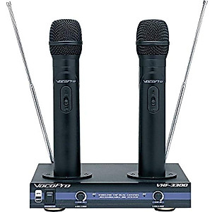 VocoPro VHF-3300 Dual Channel VHF Rechargeable Wireless Microphone System
