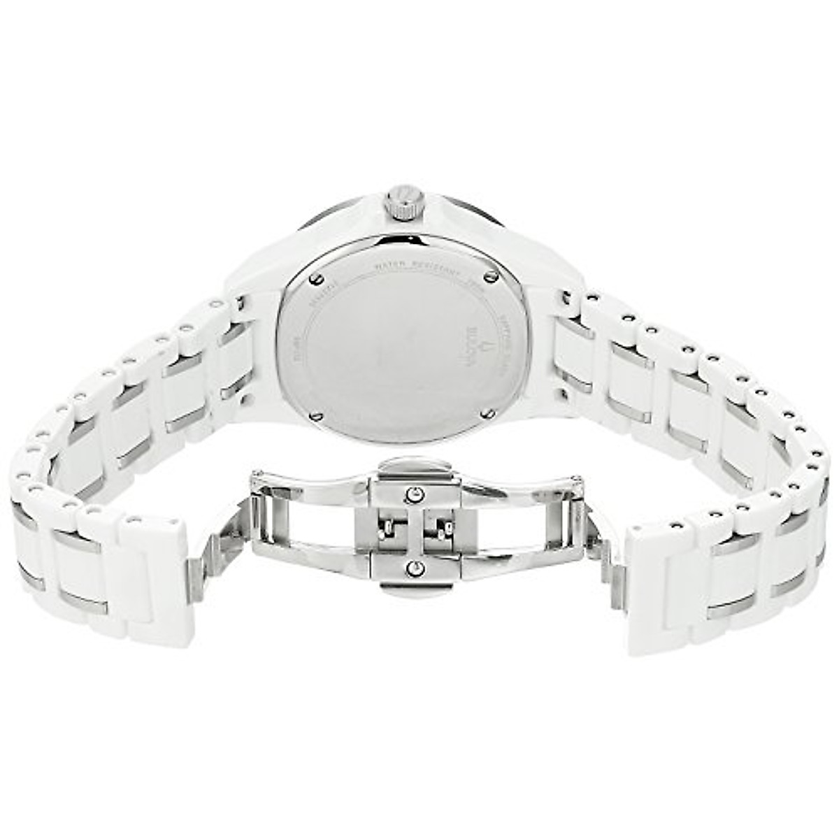 Bulova Ladies' Marine Star Diamond White Ceramic and Stainless 3-Hand Quartz Watch with White Mother-of-Pearl Dial and Sapphire Crystal Style: 98P172