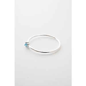 Honeycat Blue Aquamarine Crystal Point Ring in Sterling Silver Plate | Minimalist, Delicate Jewelry (Silver, 6)