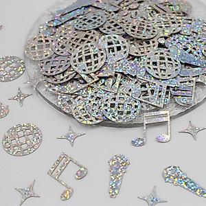 Blopee 230PCS Disco Confetti, Glitter Disco Ball Party Decorations, Mini Disco Ball Confetti and Music Note Confetti for Disco/Music Party Decorations