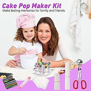Elesunory 802Pcs Cake Pop Set, Including Cake Pop Sticks and Wrappers, Twist Ties, Cake Pop Roller, Decorating Pen with 4 Piping Tips, Candy Foil Wrappers, Cake Pops Bags Supplies for Lollipop