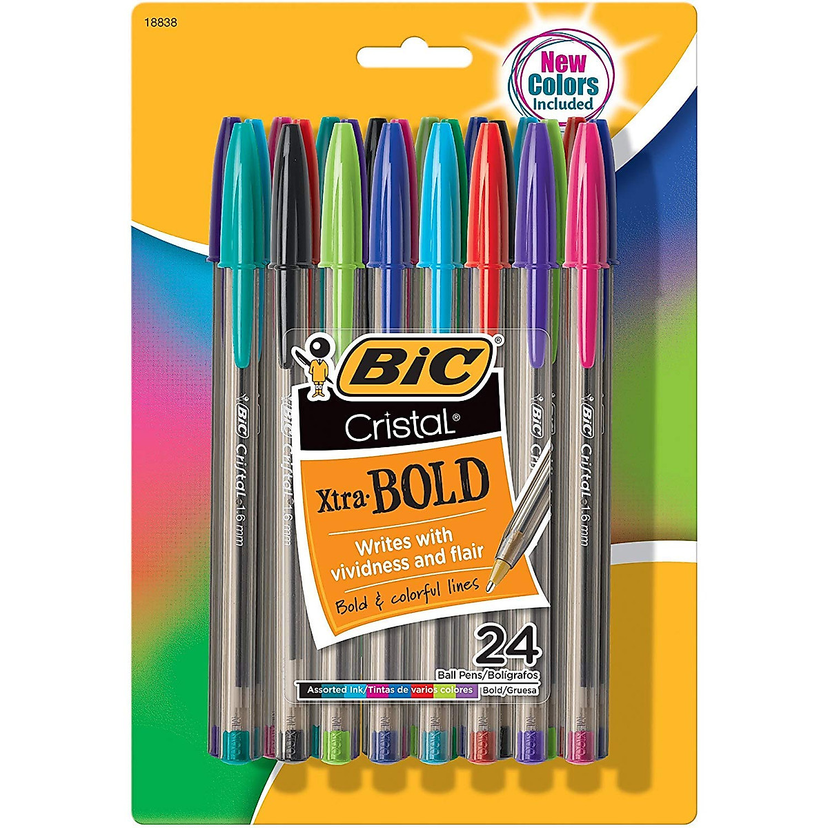 Bic Cristal Xtra Bold Stick Ballpoint Pens Combo Set: Set Includes 72 Pens ( Assorted Fashion Colors: Black, Blue, Green, Red, Purple, Light Blue, Lime Green)