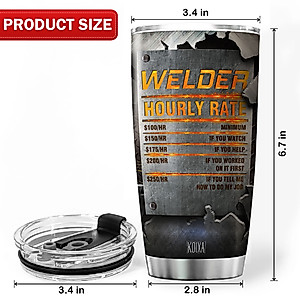 KOIXA Skull Tumbler Welder Hourly Rate Coffee Travel Mug 20oz Skull Themed Things For Welders Stainless Steel Insulated Cup Unique Gifts For Men From Girlfriend Funny Gag Gift