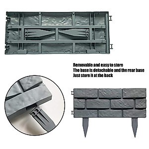 Hidyliu Set of 4 paving stones, garden palisade flower bed edging, paved stone effect, lawn edging granite, plant decoration, 45 cm x 29.5 cm (L x H), for lawn or patio (grey)