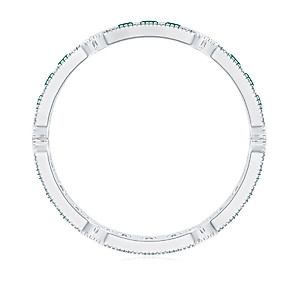 Real Emerald Eternity Milgrain Wedding Anniversary Band Ring for Women, 1.25 cttw, May Birthstone, 14K White Gold, Size:US 5.00