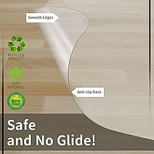 Office Chair Mat for Hardwood Floor, 63"x51" Clear Office Home Floor Protector Mat, Anti-Slip Desk Chair Mat, Rolling Chair Mat for Office, Home, Gaming Easy Glide
