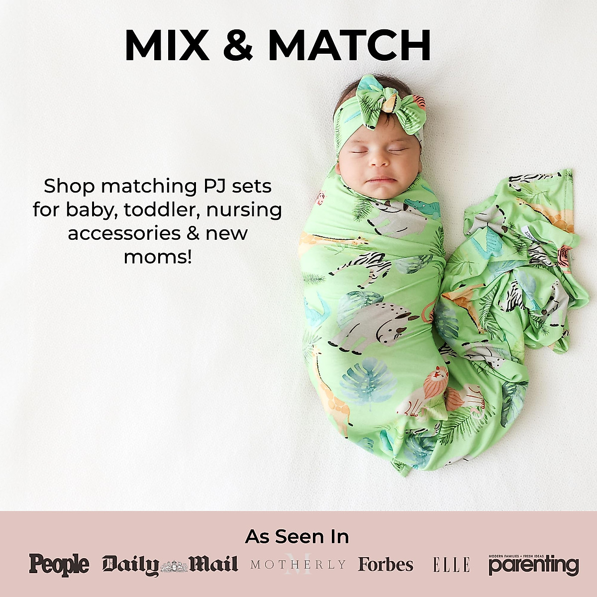 Posh Peanut Viscose from Bamboo Baby Pajamas & 2 Way Zipper Sleepers with Designer Footie Grips - All-Day Baby Clothes or PJs (6-9 Months) Safari Animals