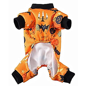 XIAOYU Halloween Dog Clothes for Small Pet Halloween Costume, Holiday Festival Dog Coat Jumpsuit, Dog Cat Apparel for Halloween Parties Cosplay, Candlelight/Pumpkin/Bat Pattern, S