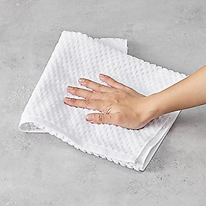 Amazon Basics 100% Cotton Terry Kitchen Dish Towels, Popcorn Texture, 8 Pack, White, 28"L x 16"W