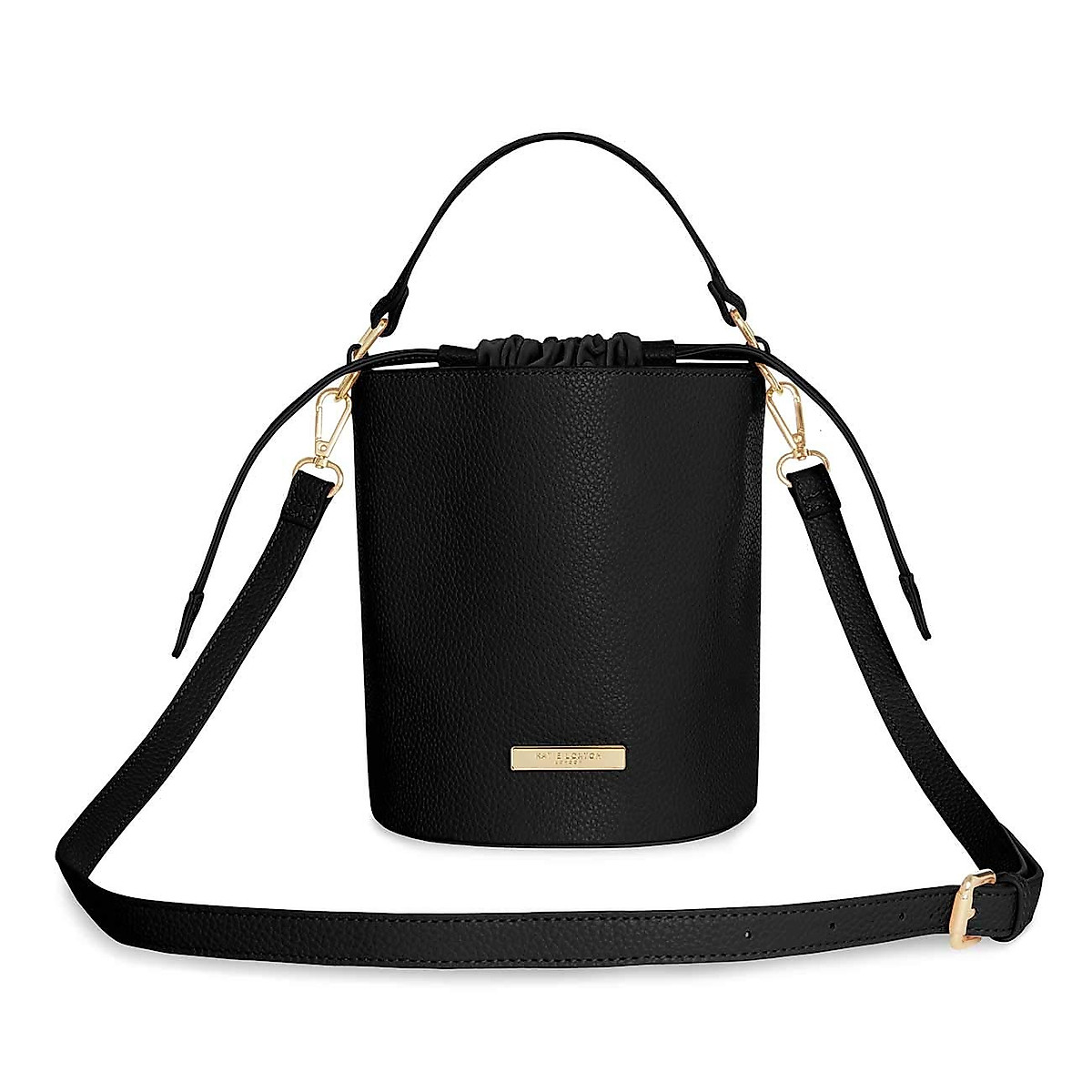 KATIE LOXTON Amara Womens Vegan Leather Convertible Handle Bucket Cross Body Bag Black