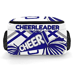 Anneunique Personalized Name Cheerleaders Backpack Custom Multifunctional Waterproof Laptop Bag for Travel Gift Cheer Pom Navy Blue White