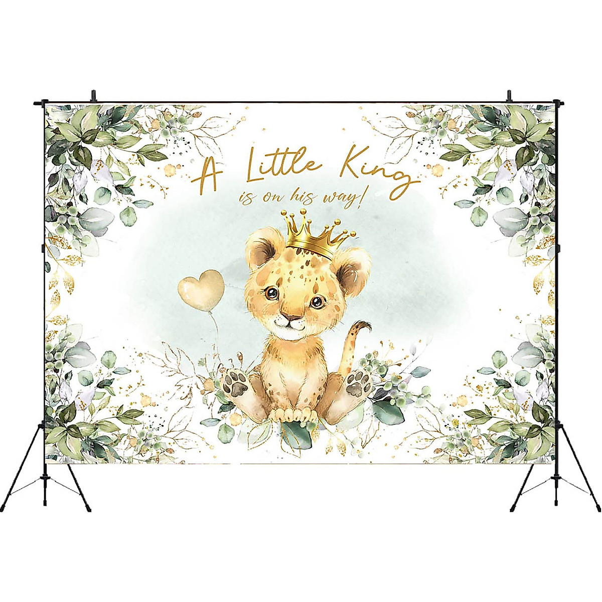 MAYSSKQ Lion Baby Shower Backdrop Safari Wild Green Leaves Baby Shower Background We are Roaring with Excitement Lion Baby Shower Backdrops Cake Table Decorations (7x5ft)
