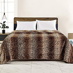 Viviland Flannel Fleece Blanket Twin Size 60x80 inches, 280 GSM Lightweight Blanket for Couch Sofa Bed, Super Soft Cozy Warm Blanket, Leopard Print