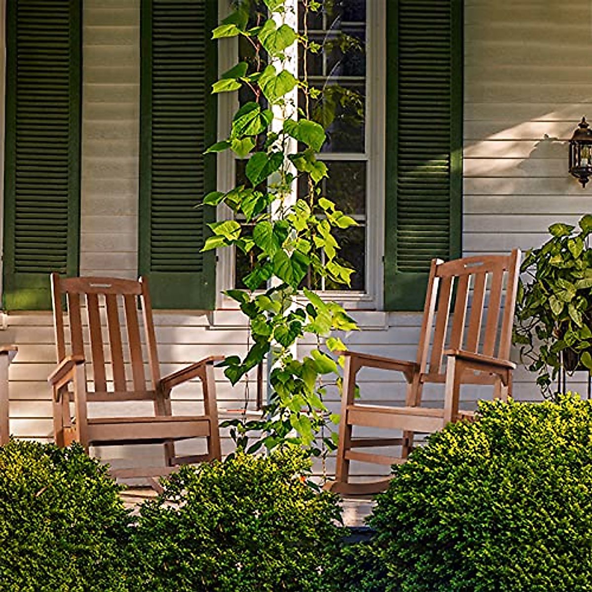 Vaneventi Outdoor Rocking Chair with 350lbs Support, All-Weather Oversized Outdoor Chair, Fade-Resistant Porch Rocker Chair, 34L 27W 46.8H (Brown)