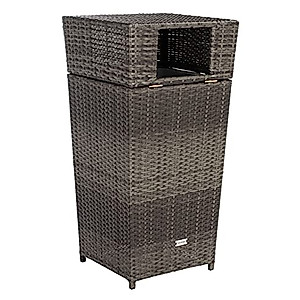 SAFAVIEH Outdoor Collection Mazeli Grey Brown Woven Square Lid Trash Bin (Fully Assembled) PAT7512C