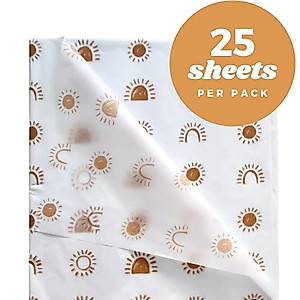 Lain & Lou Easter Tissue Paper for Packaging (25 Pack) Sunshine Boho Tissue Paper - Bulk Pastel Tissue Paper for Packaging Small Business - Boho Wrapping Paper - Orange Tissue Paper for Gift Bags
