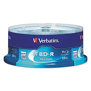 Verbatim 97457 BD-R Blu-Ray Disc, 25GB, 6X, 25/Pk