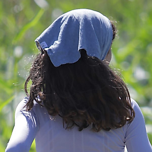 Pang Wangle Bug Repellent Bandana with Odorless Insect Shield® Technology, Eco-Friendly Recycled Cotton Made in The USA, Perfect for Gardening, Hiking, or Just Enjoying The Outdoors (Faded Denim)