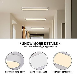 Becailyer Modern Ceiling Light, 72W Dimmable LED Ceiling Light Fixture with Remote Control, 31.4" Linear Ceiling Lighting Fixtures for Living Room Kitchen Dining Room Bedroom Hallway, White