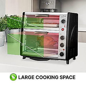 NutriChef Multi-Functional Dual Oven Cooker, Toaster, Broiler Roast And Rotisserie Convection Cooking Ready, Large 42 QT Capacity Dual Tier Oven, For Kitchen Table Or Countertop Use - 1780 watts