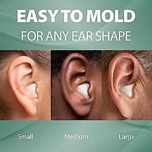 PQ Wax Ear Plugs for Sleep - 6 Silicone Wax Earplugs for Sleeping and Swimming - Gel Ear Plugs for Noise Cancelling, Wax Plugs Protect Ears While Sleeping with Sound Blocking 32 Db (6-Pillows), White