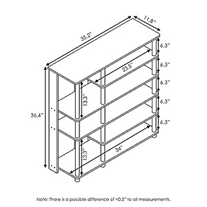 Furinno Turn-N-Tube Multi Storage Shoe Rack, 35.2"W 6-Tier, French Oak Grey/Black