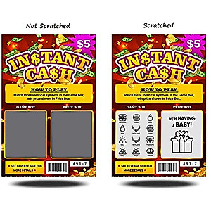 10 Pack - Pregnancy Announcement Lottery Scratch-Off Tickets | 4x6 Authentic Looking | Great for Baby Announcements | Perfect for Pregnancy Announcement for Grandparents, Future Dad, or Friends!