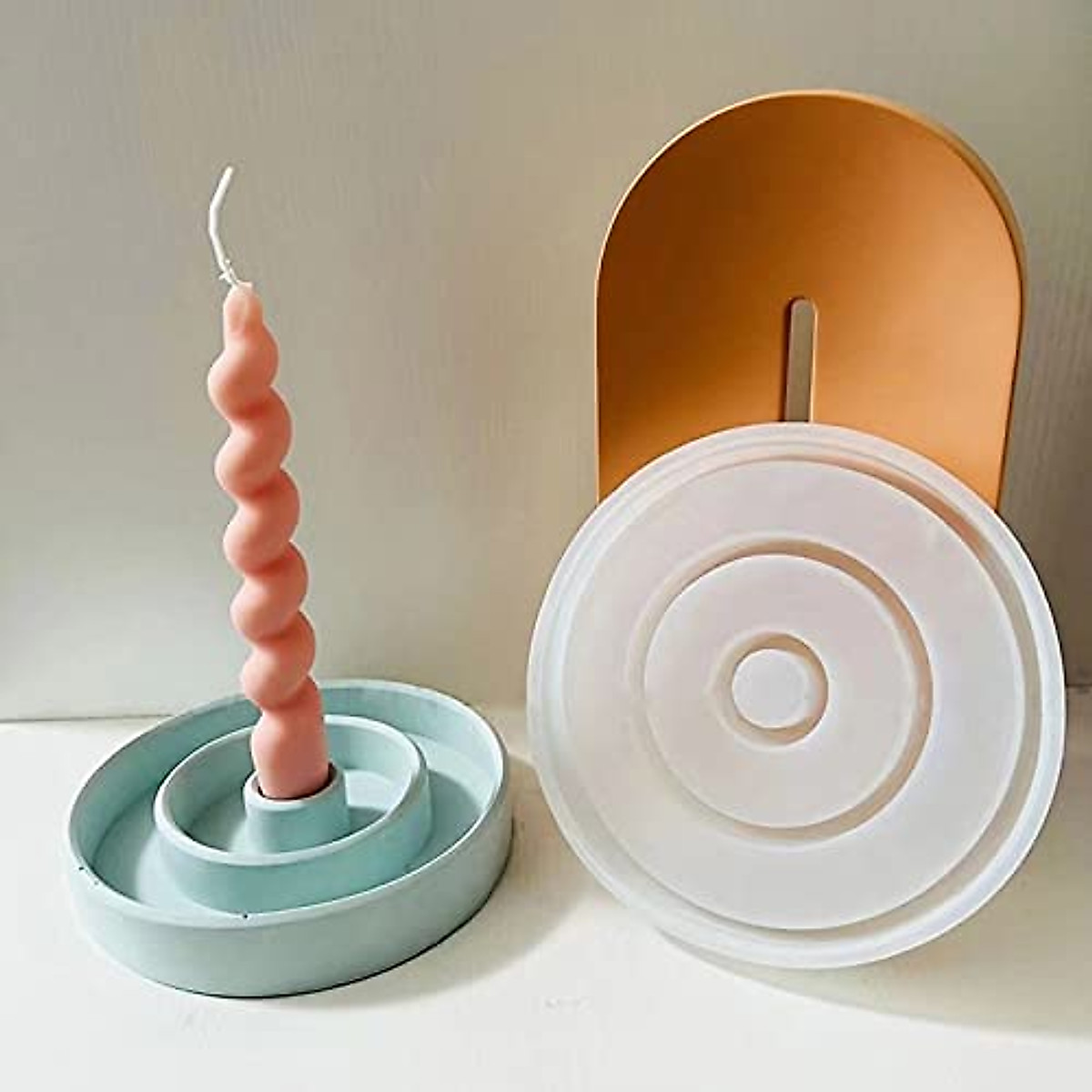 Round Candlestick Silicone Mold Gypsum Plaster Mold Lipstick Holder Tray Mold for DIY Jewelry Organizer Home Craft Decor