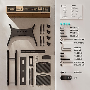 ONKRON Mobile TV Stand with Wheels Rolling TV Stand for 40-65 Inch LED LCD Flat or Curved Screen TVs up to 100 lbs - Height Adjustable TV Cart with Shelves - max VESA 600x400 (TS1351) Black