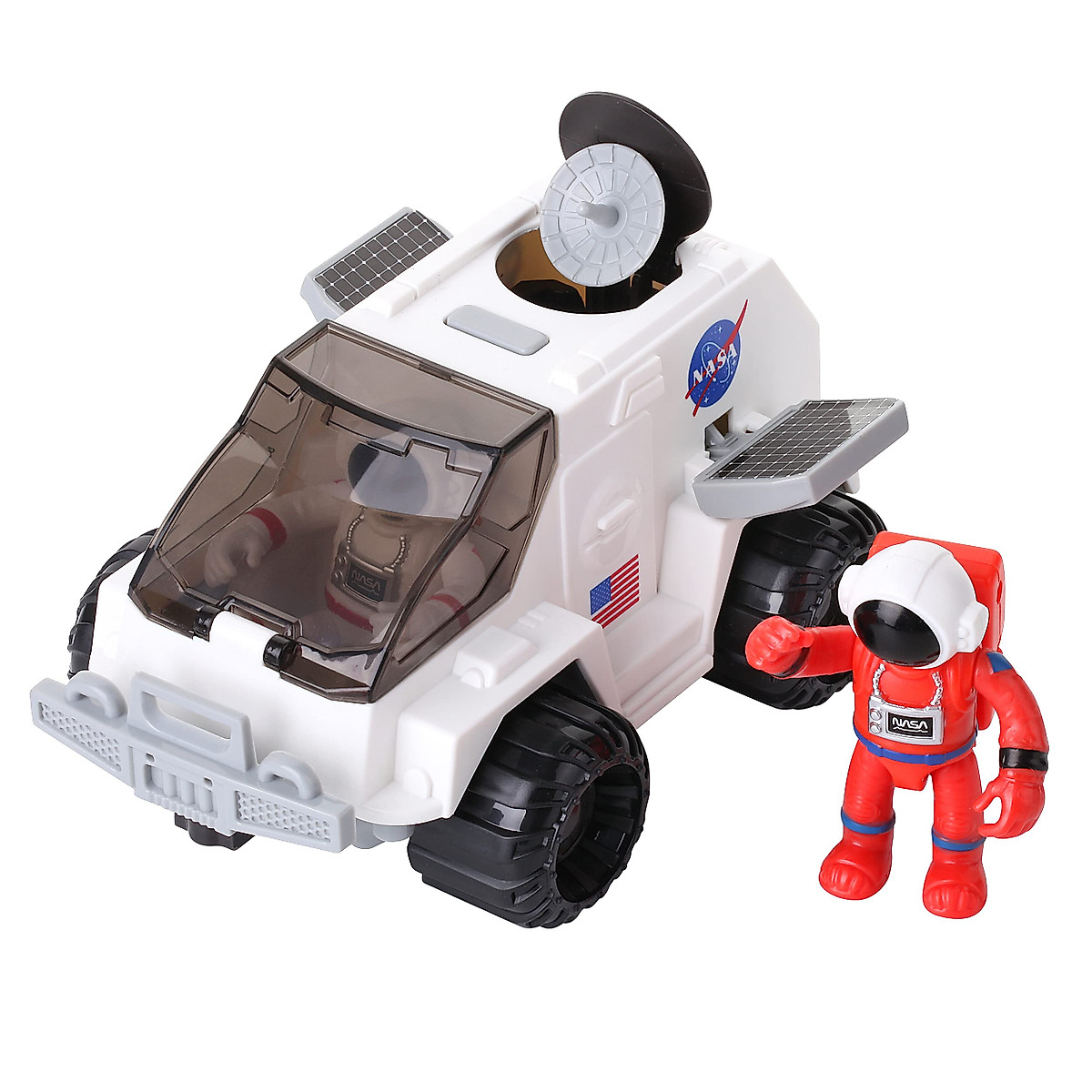 Dazmers Space Shuttle Toy - Kids Spaceship with 2 Astronaut Figures, Mechanical Arm and Rover - Rocket Ship Lights Up with Blast Off Sound Effects - Fun Space Toys for Children, Boys and Girls