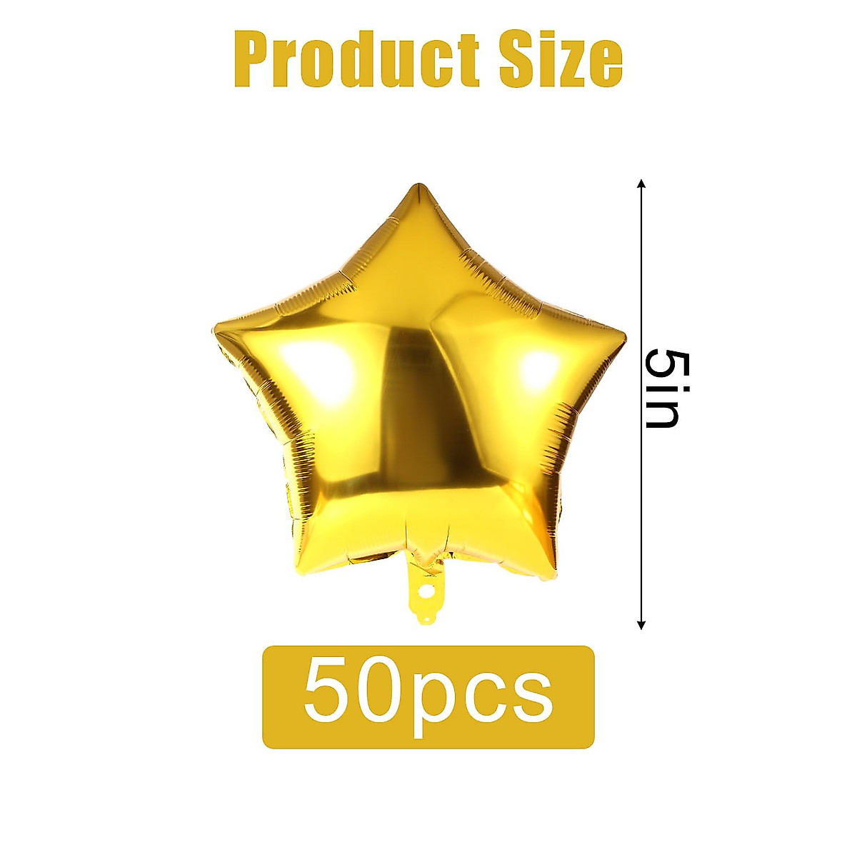 LUTER 50pcs Gold Star Shaped Foil Balloons, 5 Inch, Self Sealing, for Wedding, Baby Shower, Birthday Party Decoration
