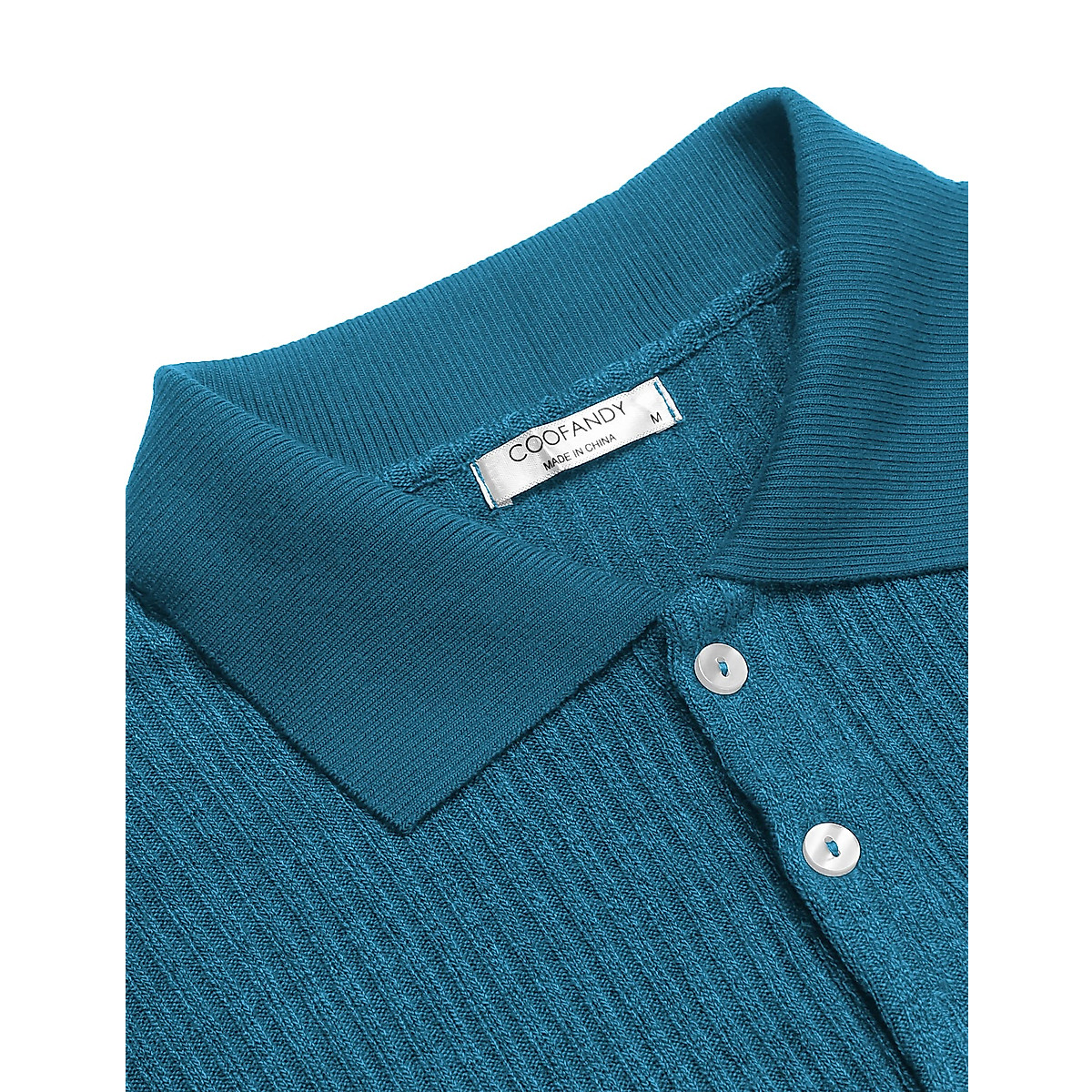 COOFANDY Mens Long Sleeve Polo Shirt Knit Pullover Golf Tops Sweater T Shirts Blue