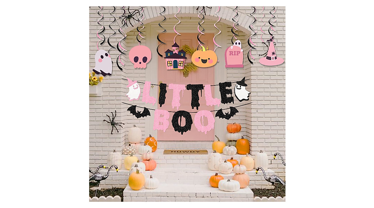 Glitter Pink Little Boo Banner for Halloween Celebrations