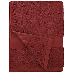 Amazon Basics 6-Piece Fade Resistant Bath towel, Hand and Washcloth Set - Crimson, 14.25" L x 10.85" W