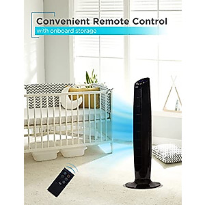 Black + Decker 36 inches Digital Tower Fan with Remote, Black