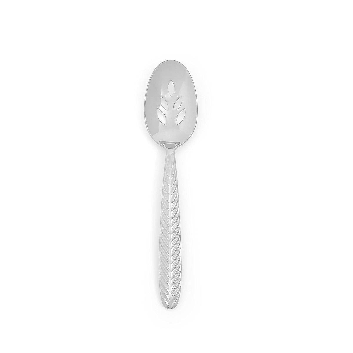 Portmeirion Botanic Garden 8.6" Slotted Spoon | Triple Leaf Motif | 18/10 Stainless Steel Forks | Dishwasher Safe | Ideal for Salad, Appetizers, and Fruit