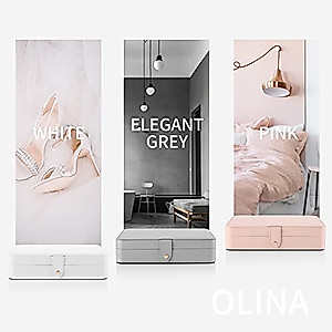 Vlando Travel Jewelry Case for Women - Portable Leather Jewelry Organizer Box for Necklace Earrings Ring Bracelet - Gifts for Teen, Girls, Moms and Daughters - White