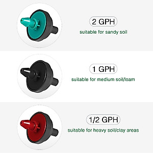 LiquiDrip 2 GPH Irrigation Drippers & Drip Emitters Maintain Constant Flow, 2 GPH Pressure Compensating Drippers, 2 GPH Inline Drippers & Drip Irrigation Emitters, 50 Per Bag, Green/Black