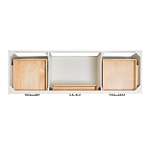 ARIEL Single Bath Vanity 67" White, 1.5" Carrara Marble Countertop & Splash, Rectangular Sink, 2 Soft Closing Doors, 9 Full Extension Dovetail Drawers, Toe Kick, Matte Black